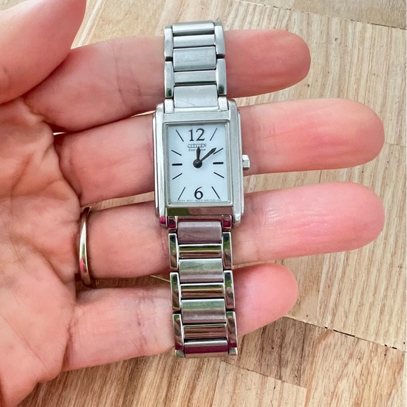 Citizen | Accessories | Citizen Ecodrive Ladies Rectangular Silver Tone ...
